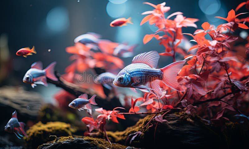 Group of Fish Swimming in Aquarium Stock Image - Image of swimming ...