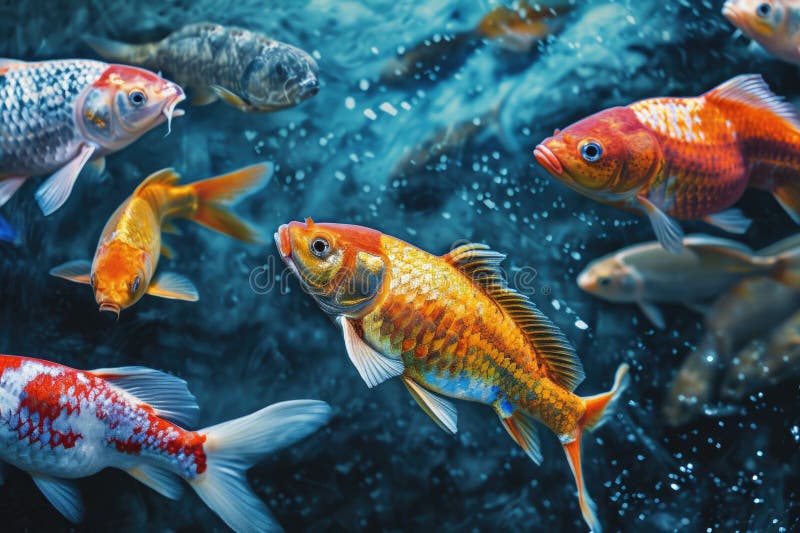 Group of Fish Swimming in an Aquarium. Suitable for Aquarium ...