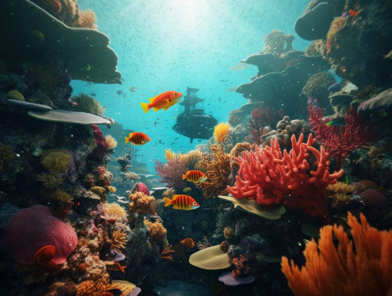 A Group of Fish Swimming Around a Coral Reef. Generative AI Image ...