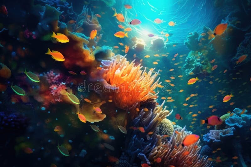 A Group of Fish Swimming Around a Coral Reef. Generative AI Image ...