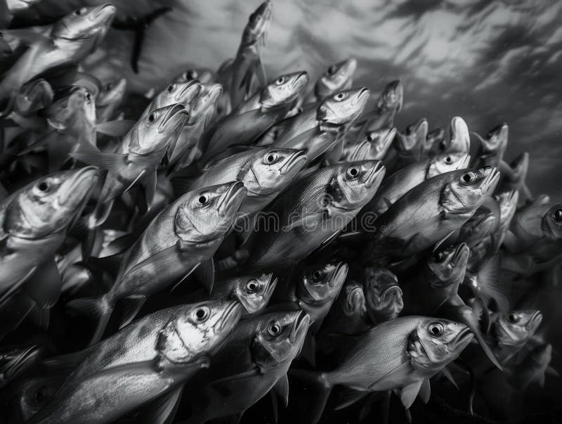 A Group of Fish Swimming in the Ocean Stock Image - Image of generated ...