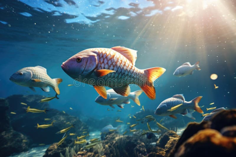 A Group of Fish Swimming in the Ocean. Can Be Used for Nature ...