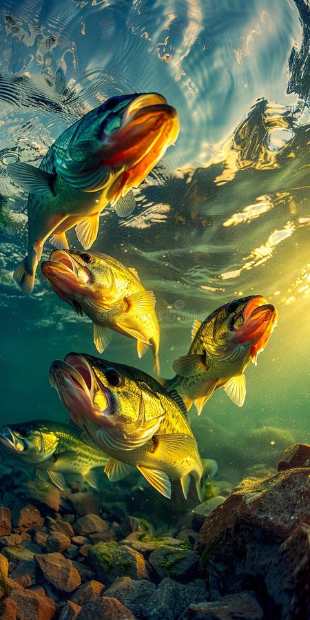 A Group of Fish Swimming in the Water Stock Photo - Image of reef, bass ...