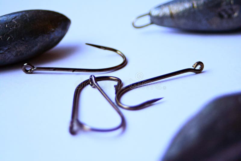 A Group of Fishing Hooks and Weights. Stock Image - Image of hooks ...