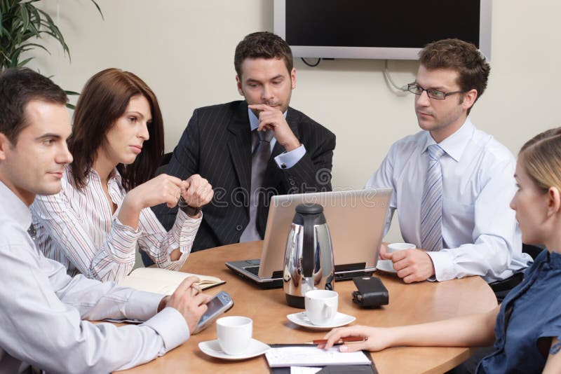 Group of Business People, Negotiate at the Desk Stock Photo - Image of ...