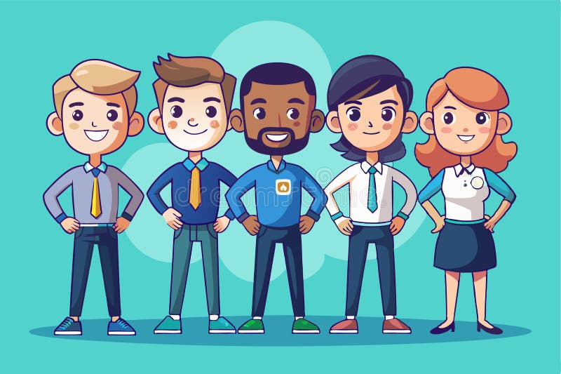 A Group of Five Cartoon Characters Representing a Diverse Team ...