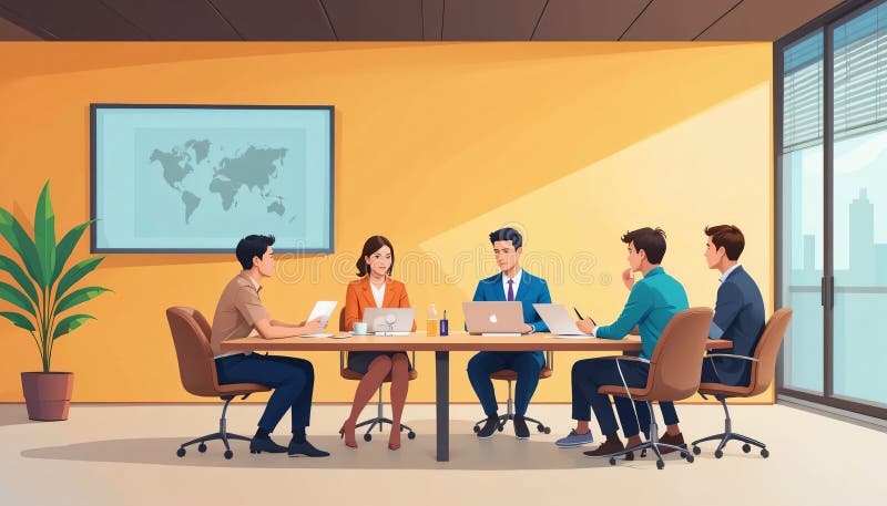 Business Meeting with Diverse Professionals in Modern Office Stock ...