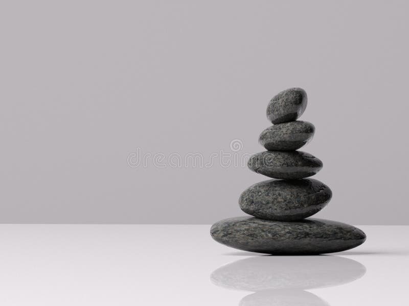 Zen Rocks Carefully Balanced Indoors with Room for Type Stock Image ...