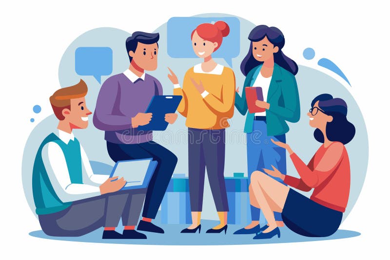 A Group of Five Individuals Engages in Conversation about Project ...