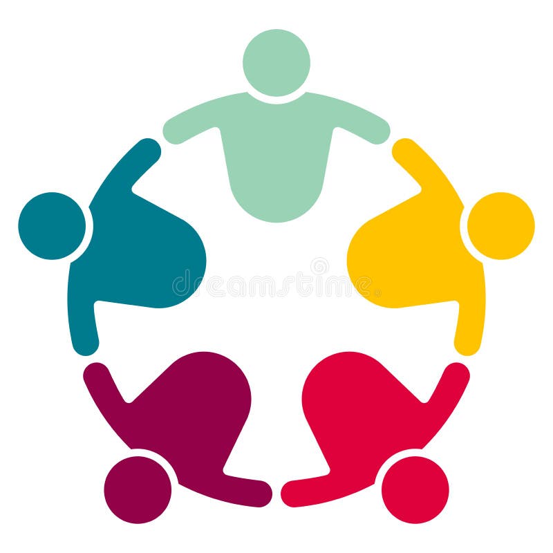 Group of Five People in a Circle.Teamwork Meeting.people are Meeting in ...
