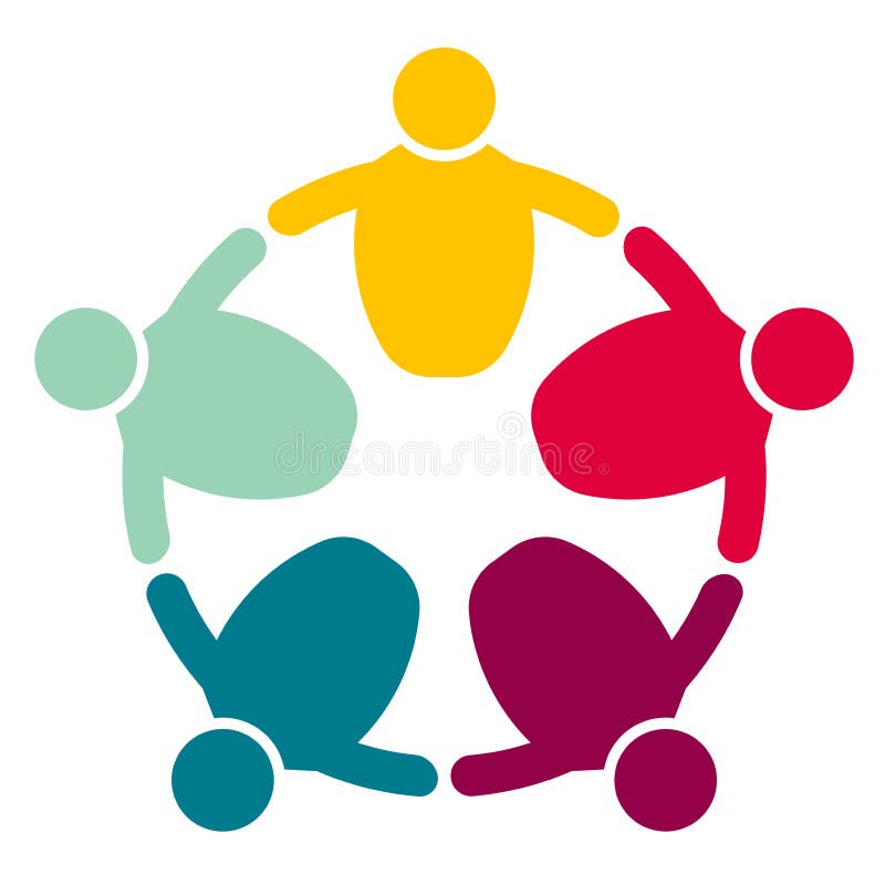 Group of Five People in a Circle.Teamwork Meeting.people are Meeting in ...
