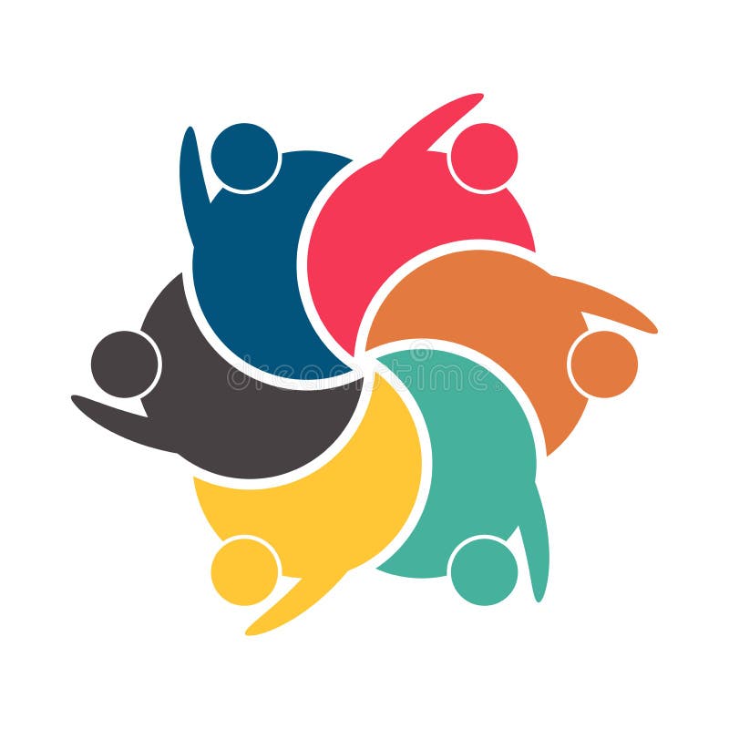 Group of Five People in a Circle.Teamwork Meeting.people are Meeting in ...