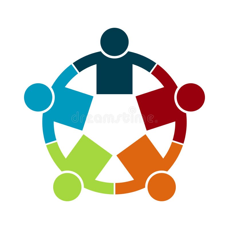 Group of Five People in a Circle.Teamwork Meeting.people are Meeting in ...
