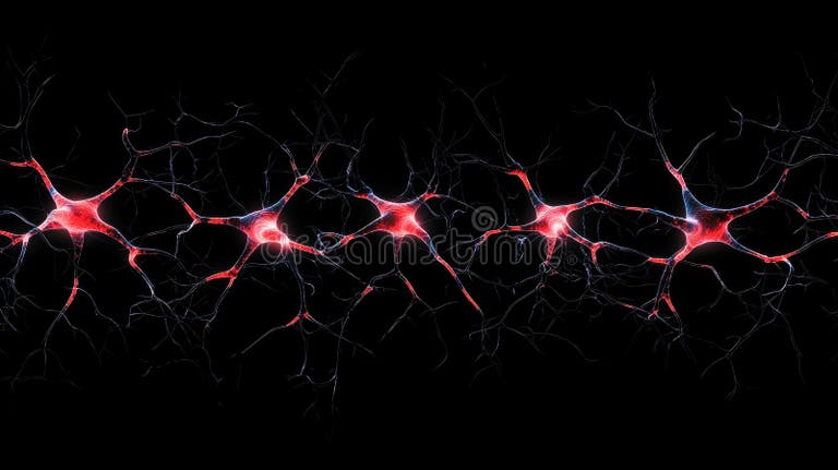 A Group of Five Red and Blue Neurons in a Row. Stock Image - Image of ...