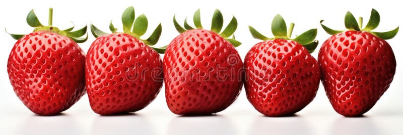 A Group of Five Strawberries Lined Up in a Row Stock Illustration ...