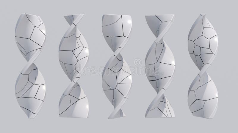 Group of Five Twisted Blocks, Textured Surface. Abstract Illustration ...