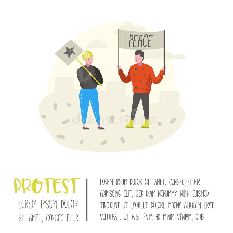 Group of Flat Angry People Protesting at Strike. Characters Picketing ...