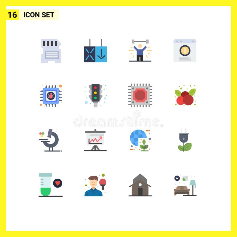 Group of 16 Flat Colors Signs and Symbols for Antivirus, Help, Exercise ...