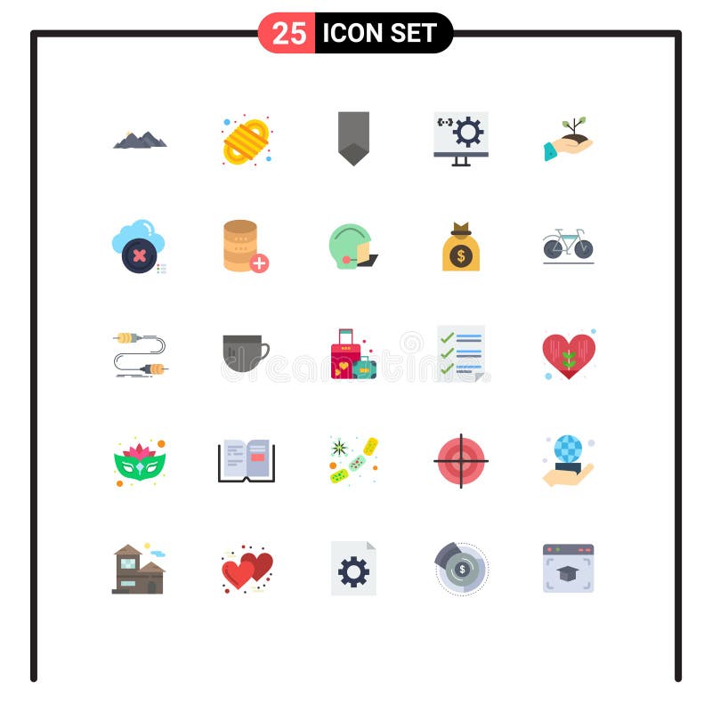 Group of 25 Flat Colors Signs and Symbols for Development, Computer ...