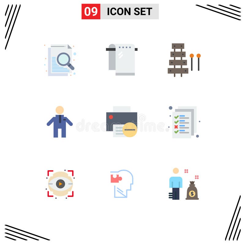 Group of 9 Flat Colors Signs and Symbols for Hardware, Devices ...