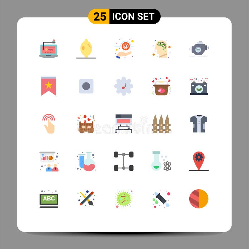 Group of 25 Flat Colors Signs and Symbols for Motor, Industry, Message ...