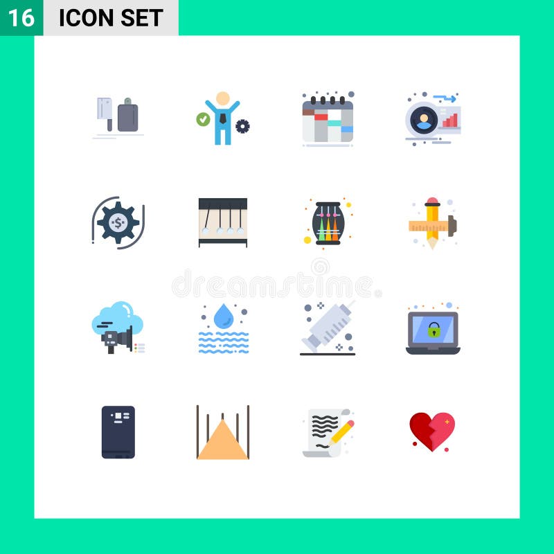 Group of 16 Flat Colors Signs and Symbols for Setting, Person ...