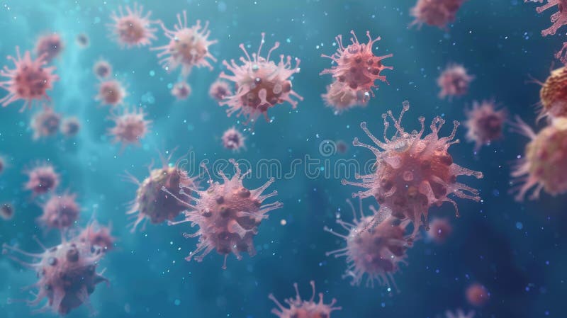 Group of Floating Germs, Airborne Particles Spreading in the Atmosphere ...