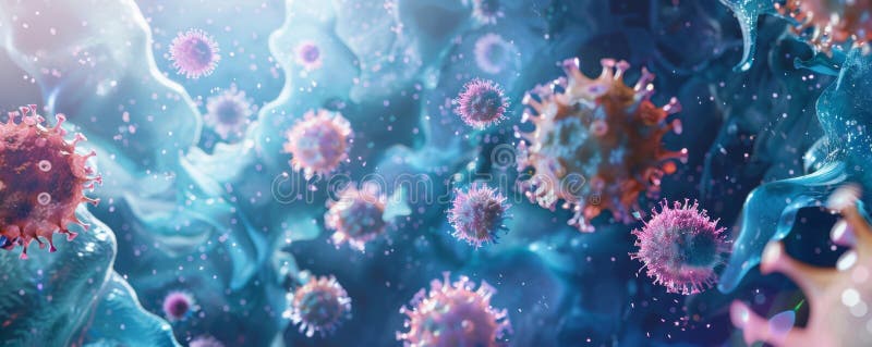 Group of Floating Germs, Airborne Particles Spreading in the Atmosphere ...