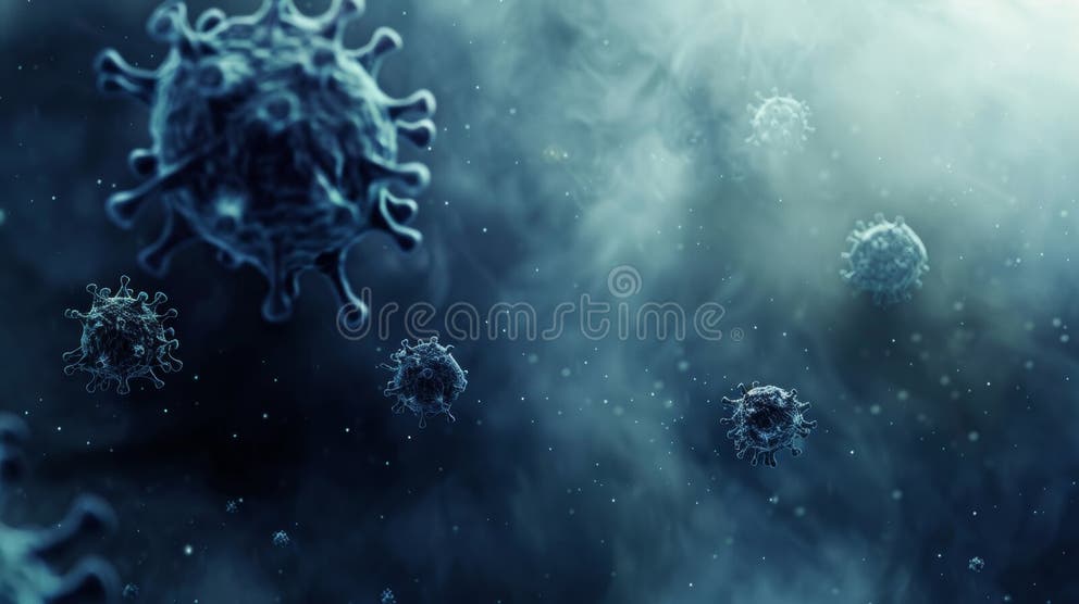 Group of Floating Germs, Airborne Particles Spreading in the Atmosphere ...