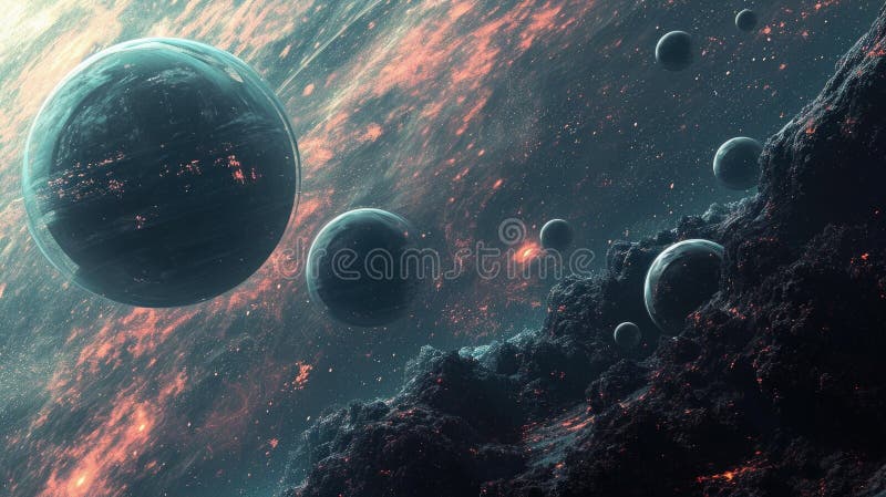 Group of Floating Planets stock image. Image of orbit - 309047881