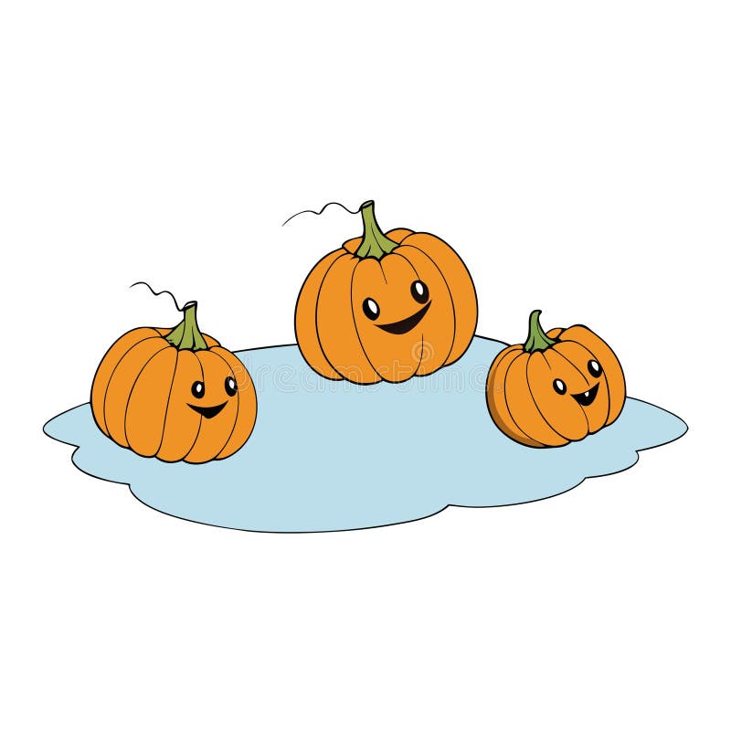 A Group of Floating Pumpkins in the Water Stock Vector - Illustration ...
