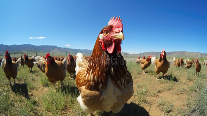 A Group of a Flock of Chickens Standing in the Grass, AI Stock Image ...