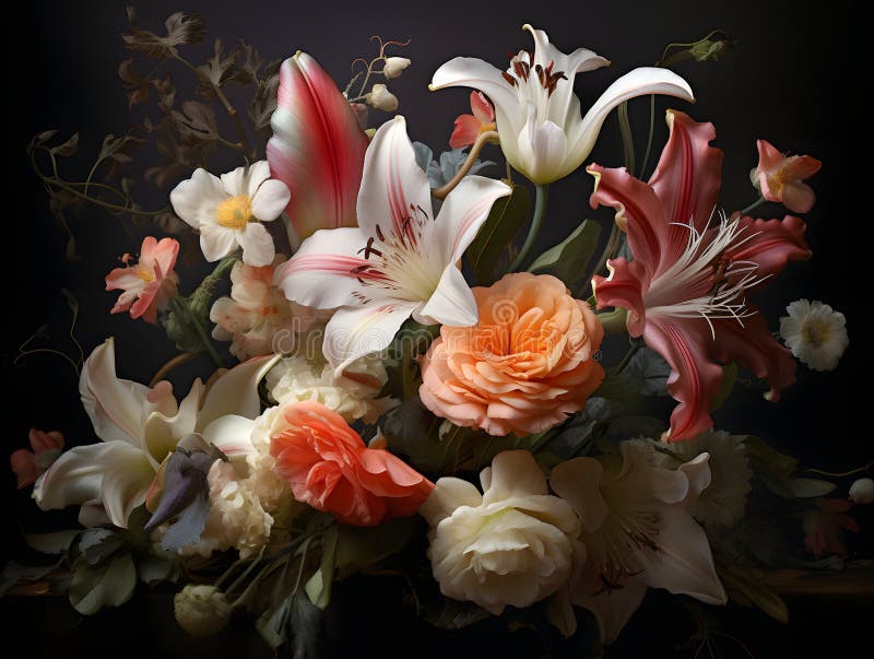 A Group of Flowers with Different Types and Colors Stock Illustration ...