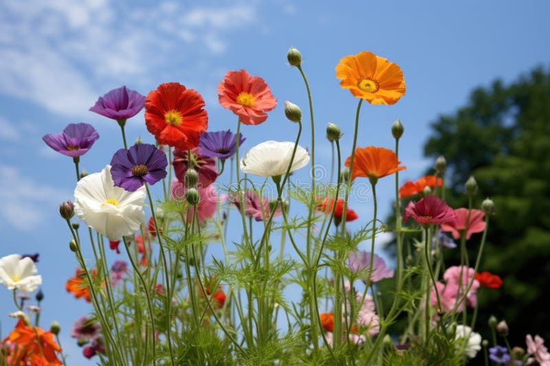 A Group of Flowers, with One Flower Towering Above the Rest Stock Photo ...