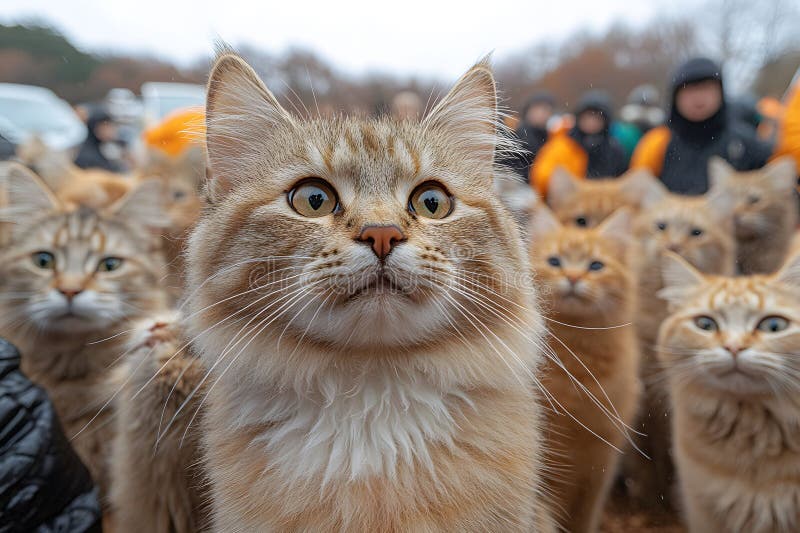 Curious Cats in a Crowd: Fascinated Felines Observing the World ...
