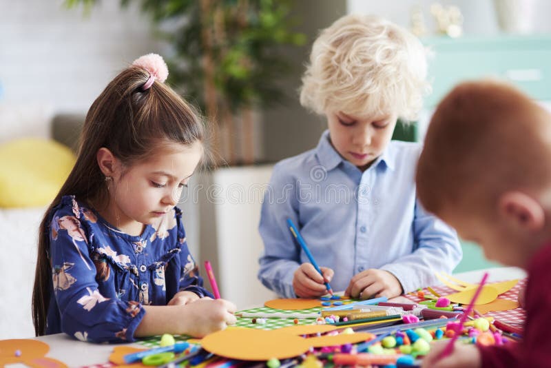 Focused Children during Art Class Stock Photo - Image of child, focused ...