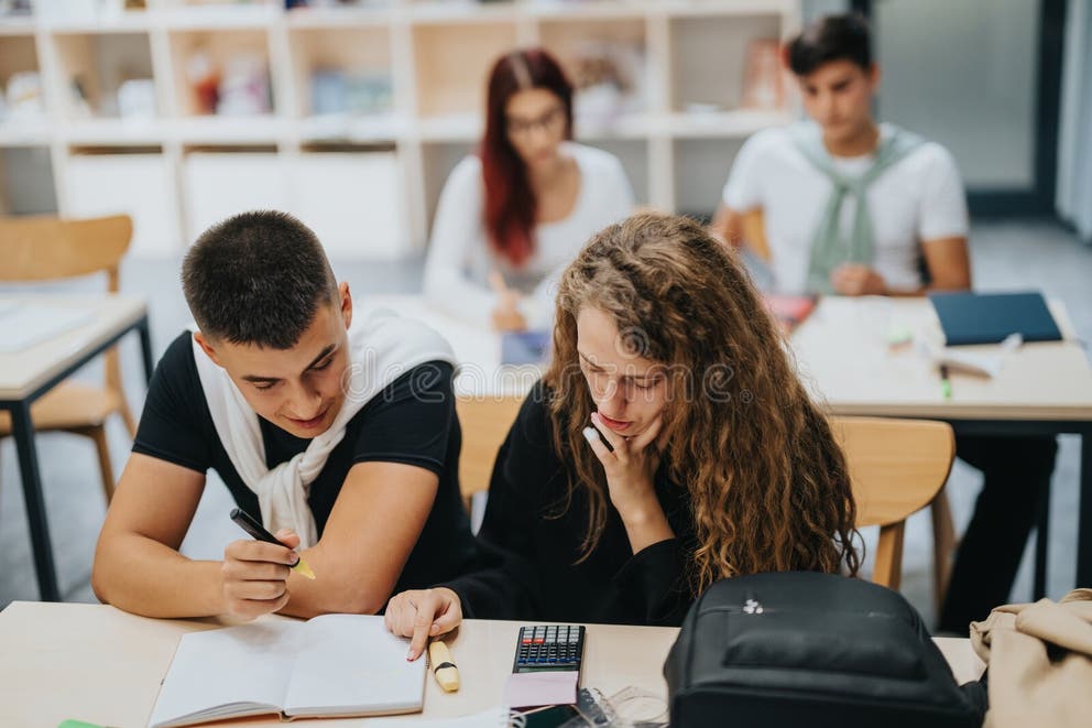 Students Collaborating on Assignments in a Modern Classroom Setting ...