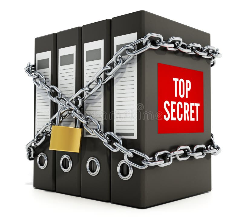 Group of Folders Wrapped with Chains and Padlock. 3D Illustration Stock ...