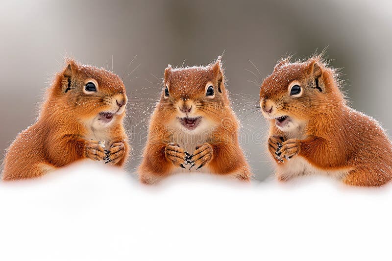 A Group of Forest Animals Gathered in the Snow, Capturing the Peaceful ...