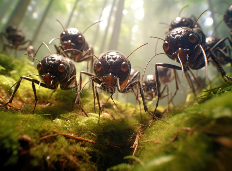 A group of forest ants stock image. Image of animal - 290006393
