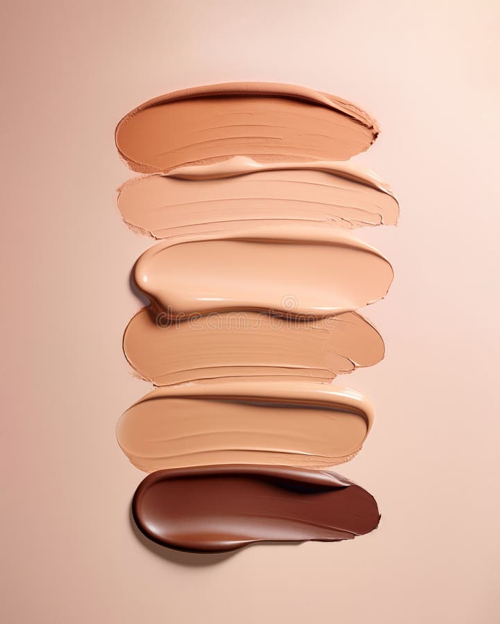 Group of Foundation Swatches. Texture of Makeup Base in Different ...