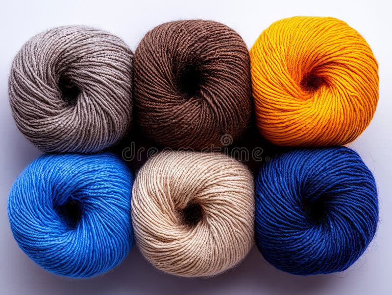 A Group of Four Balls of Yarn on a White Surface Stock Image - Image of ...