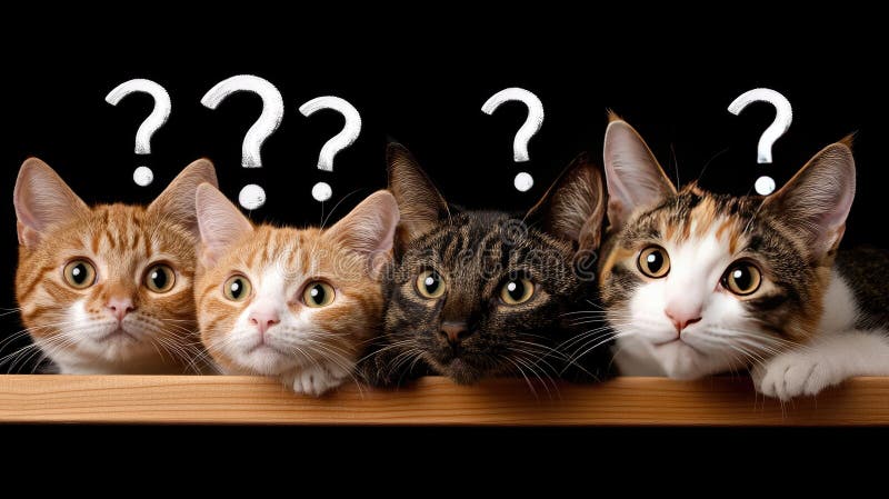 A Group of Four Cats Illustrates Curiosity, Each with Distinct Fur ...