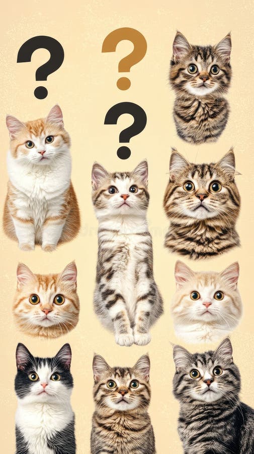 A Group of Four Cats Illustrates Curiosity, Each with Distinct Fur ...