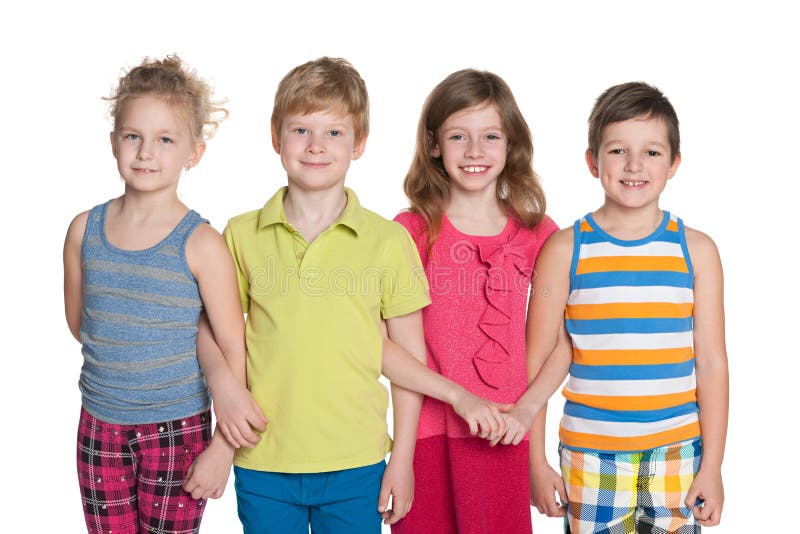 Four Children are Playing on the Floor Stock Image - Image of little ...