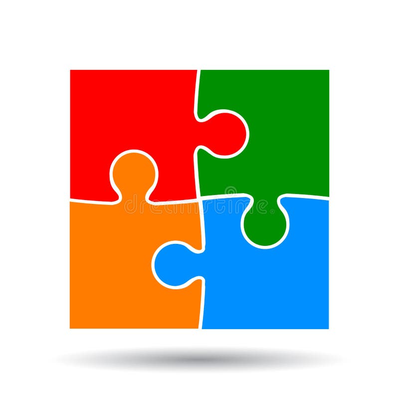 Group of Four Color Puzzle - Vector Stock Illustration - Illustration ...