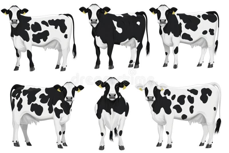 A Group of Four Cows Standing Side by Side Stock Photo - Image of ...