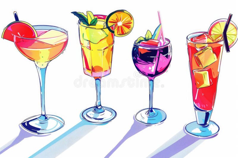 A Group of Four Different Types of Drinks. Perfect for Beverage ...