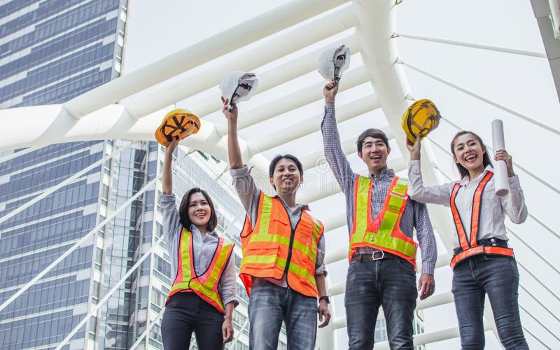 Group of Inspection Civil Male and Female Engineer Wearing Safety ...