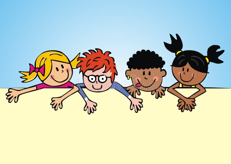 Group of Four Happy Kids, Conceptual Illustration, Eps. Stock Vector ...